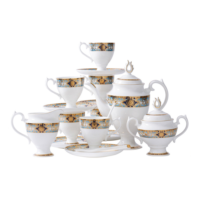 Ruijiu 21-teiliges Knochenporzellan-Kaffee-Set - Europäischer Stil mit ...