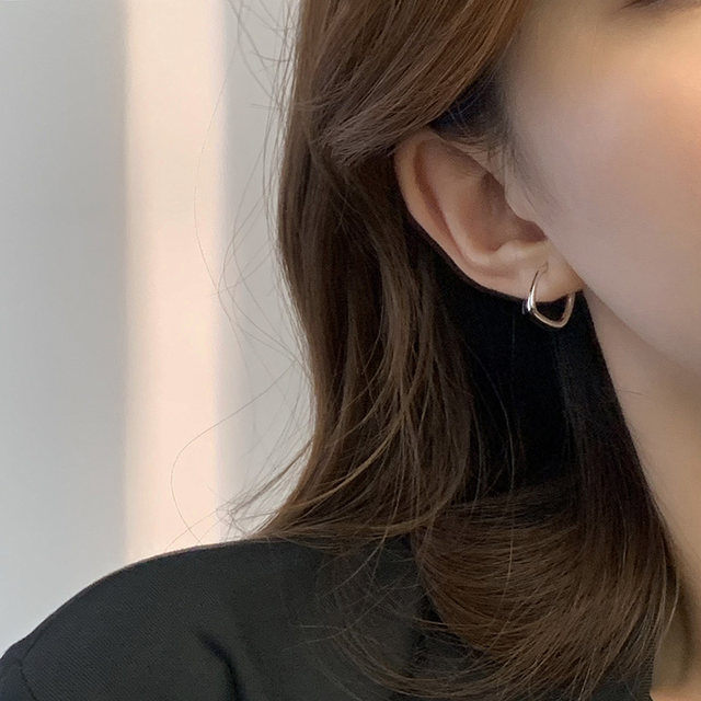 Simple square ear ring niche design sense high -end earrings 2024 new trendy sterling silver ...