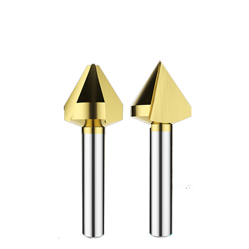 60-Degree Straight Handle Chamfering Knife Titanium-Coated Stainless Steel