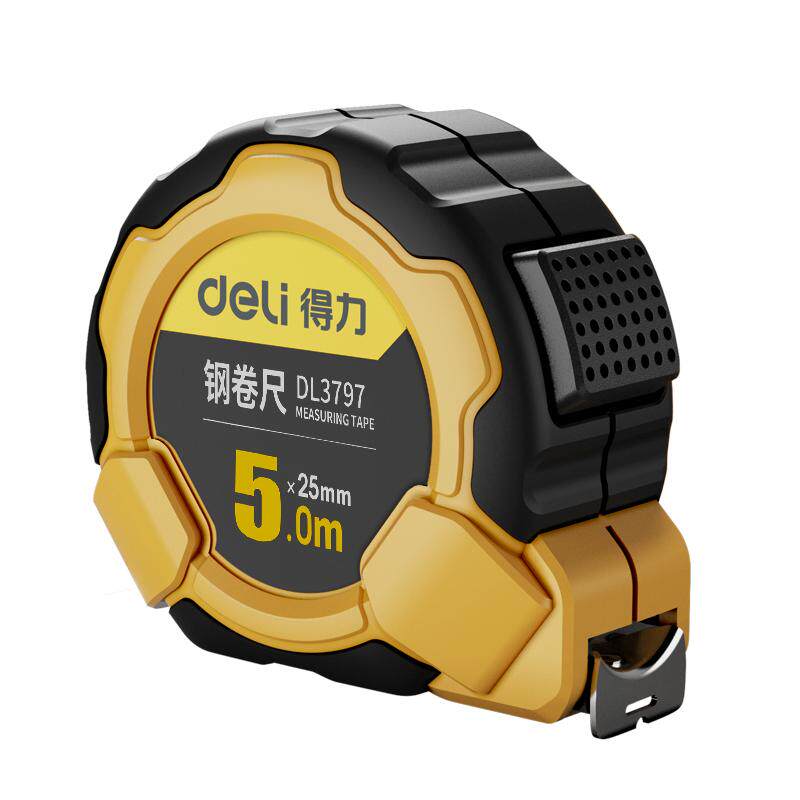 Deli 10m Steel Tape Measure - Metric, Auto Lock, Durable