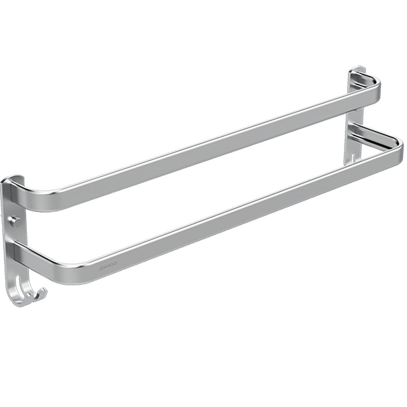 Jomoo Double Pole Towel Rack - Space Aluminum, No-Drill Mount