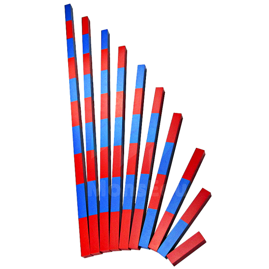 Montessori Number Rods - Red & Blue Wooden Math Teaching Aids