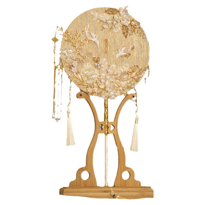 Champagne Color Bridal Fan DIY Material Package | Chinese Wedding Fan ...