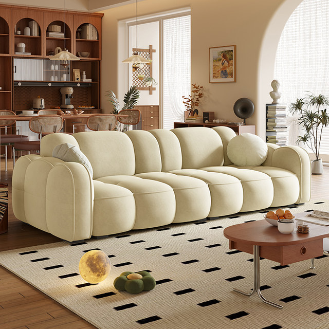 Retro creamy Puffing Puffs Cotton Sugar Sofa Living Room small ...