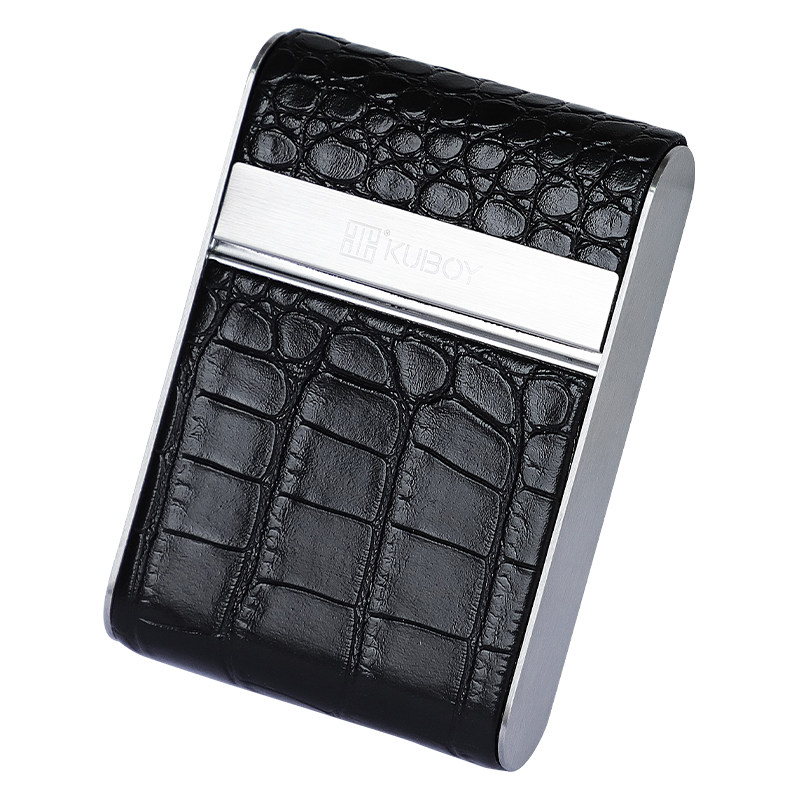 Crocodile Pattern 6.5mm Medium Leather Cigarette Box with 20 Cigarettes ...