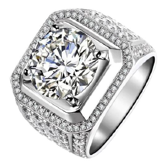 Pt950 Platinum Moissanite Diamond Men's Ring - 5ct Classic Star Design