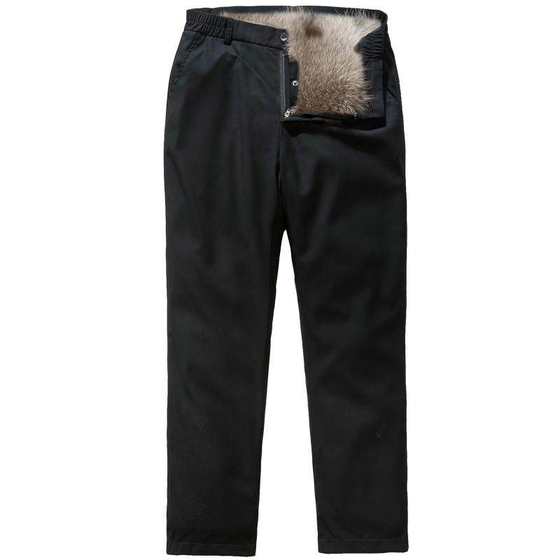 Hendivan Men's Fox Fur Winter Pants - Blue, Removable Liner