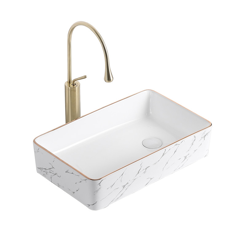 Side Drain Above Counter Basin Ceramic Partial Mouth Wash Basin Washing ...