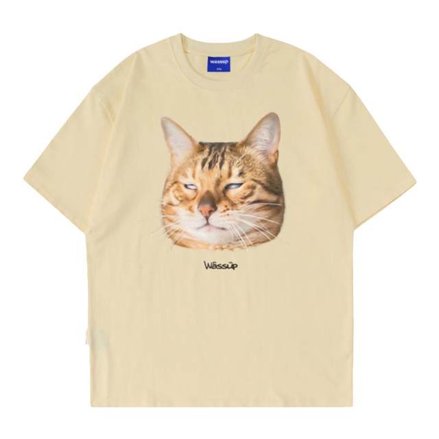 WASSUP Silent Cat American fashion brand short-sleeved T-shirt men's ...