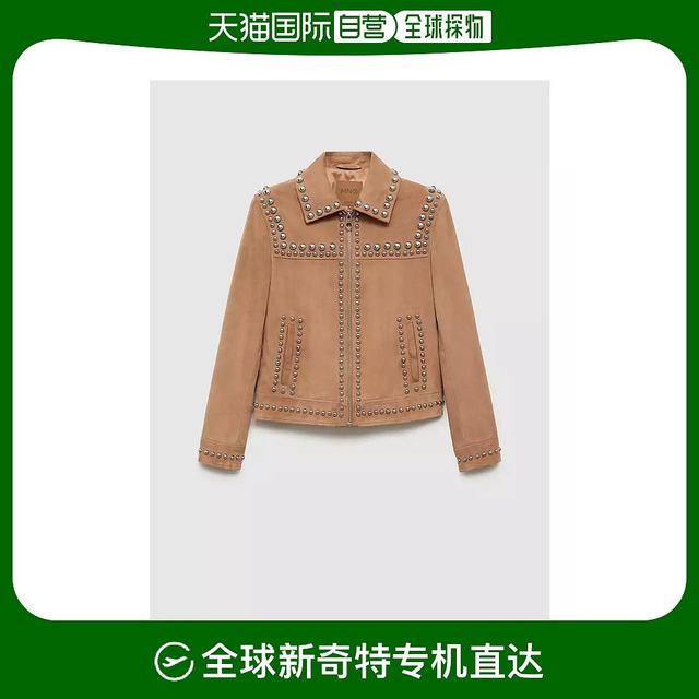 Mango Ms. Rives leather jacket women's leather jacket 22 8 inch long ...