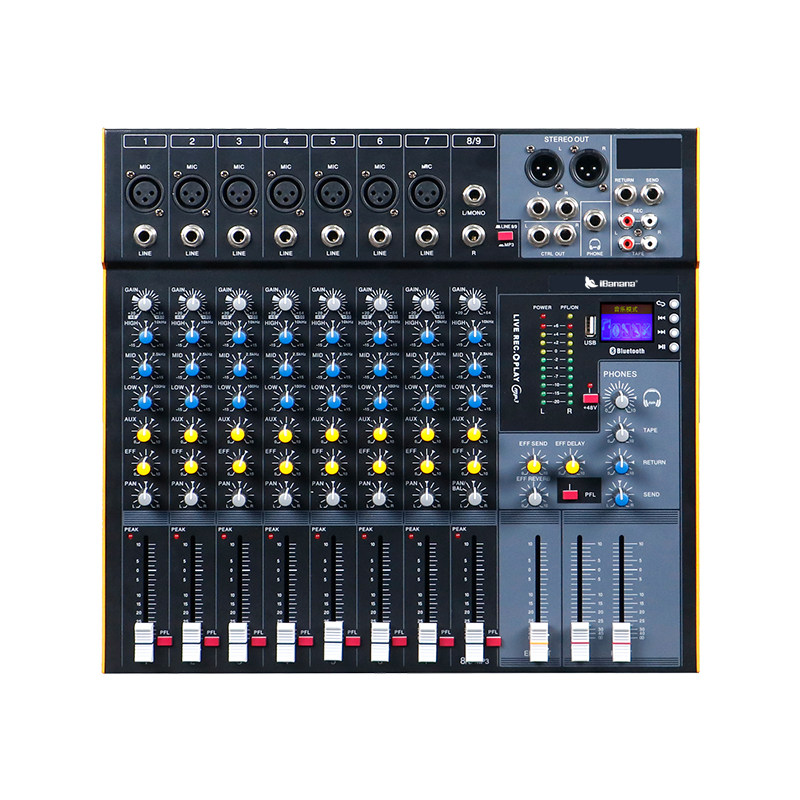IBanana 8-Way Professional Mixer | Built-In DSP Effect USB Bluetooth Reverb