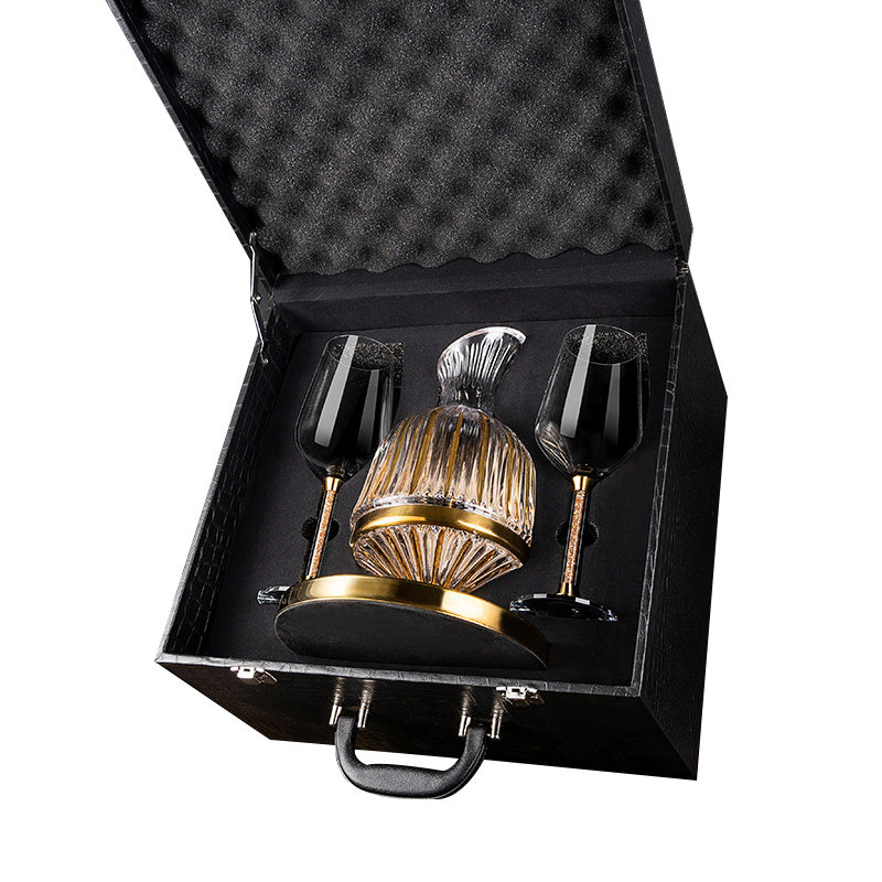 High-End Gold Rotary Decanter Crystal Wine Glass Set - Luxury Home Wine ...
