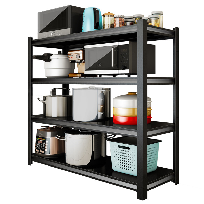3-Tier Metal Kitchen Storage Rack - Black - No Assembly Required