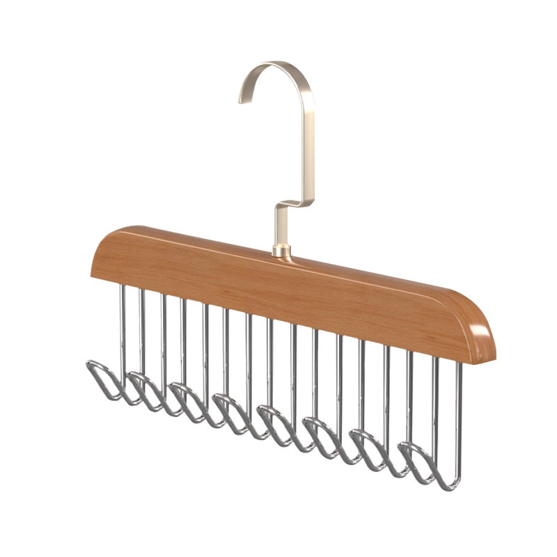 Wooden Wave Clothes Drying Rack with Multi-Hook Design