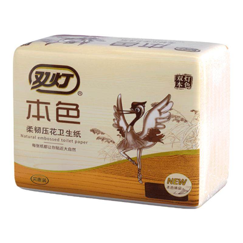 Double Lights Toilet Paper - 30 Rolls - Natural Wood Pulp - Embossed