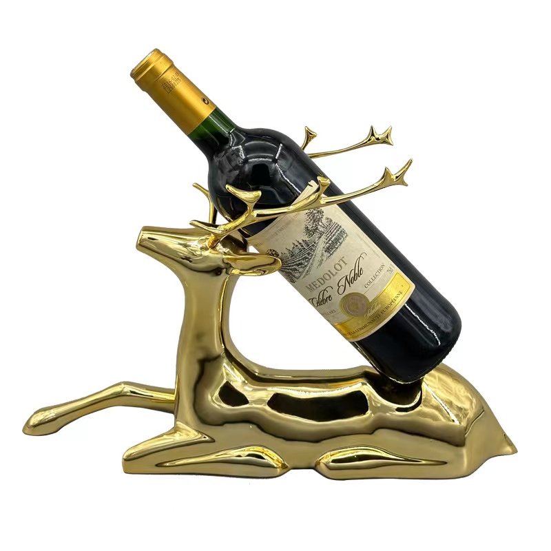 High-End All-Copper Light Luxury - Copper Deer Leaf Wine Rack Ornaments ...