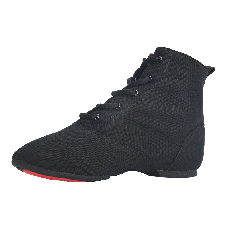 Black high-top jazz boots Outdoor canvas dance shoes for children ...