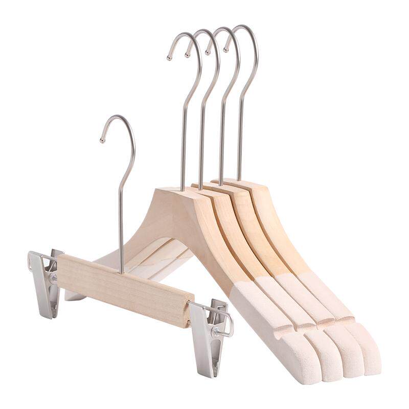 Clothes Hanger Clothing Store - Non-Slip Flocking Solid Wood Pants Clip