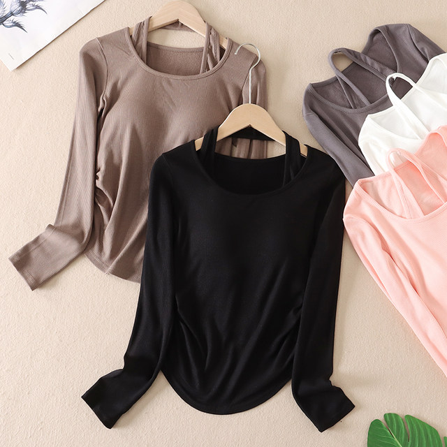 Gone -free bras ~ Qiu Xian thin slim thread T -shirt women's elastic ...