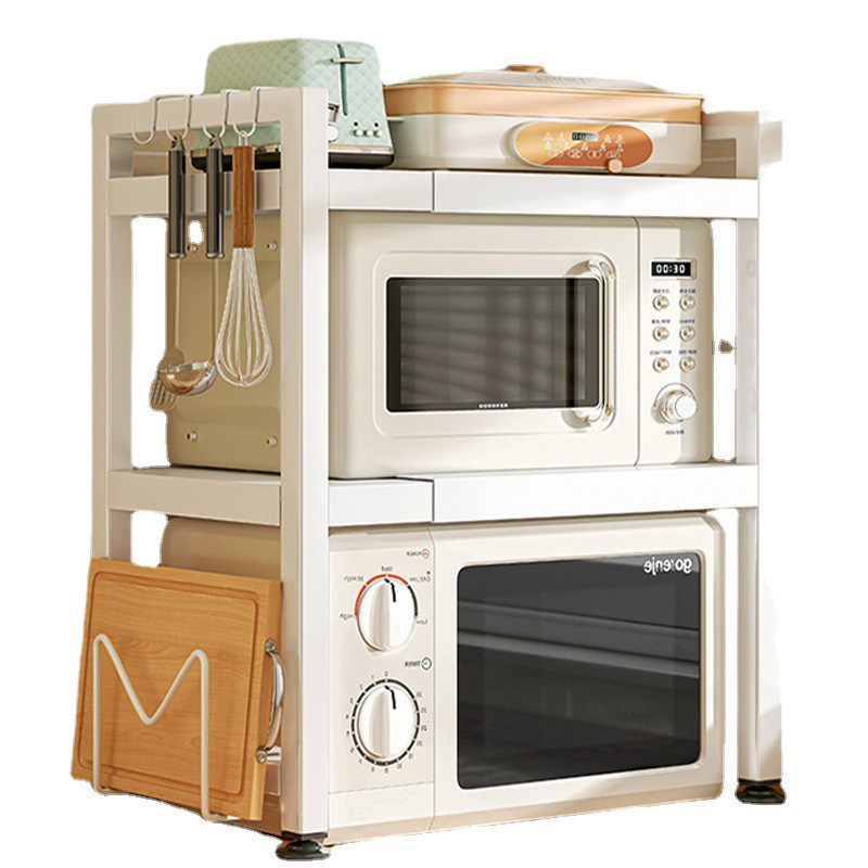Kitchen Microwave Storage Rack - Retractable Household Double-Layer ...
