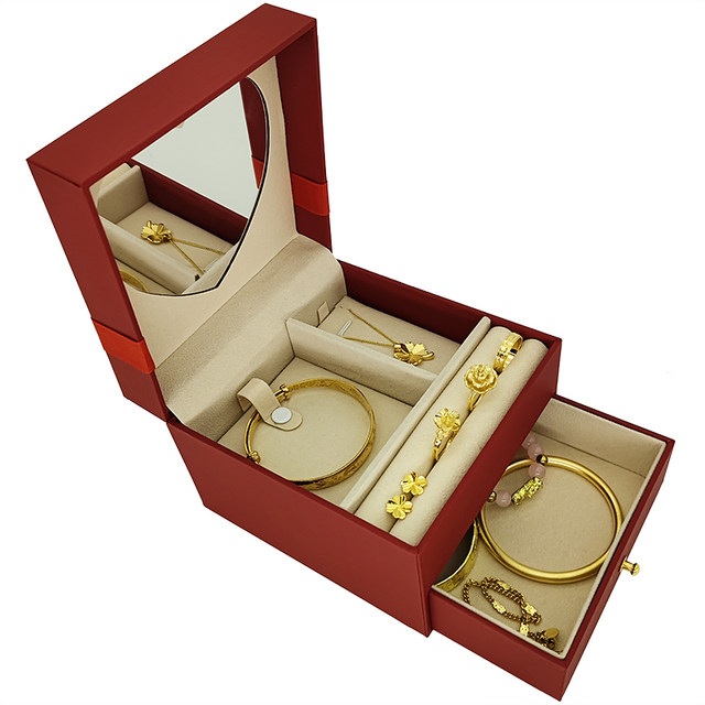 China Gold Her engaged three -gold jewelry box red wedding gifts to ...
