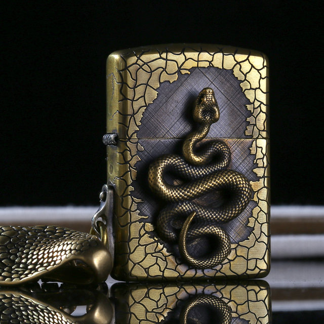 Zippo lighter genuine pure copper snake men's armor Zippo limited ...