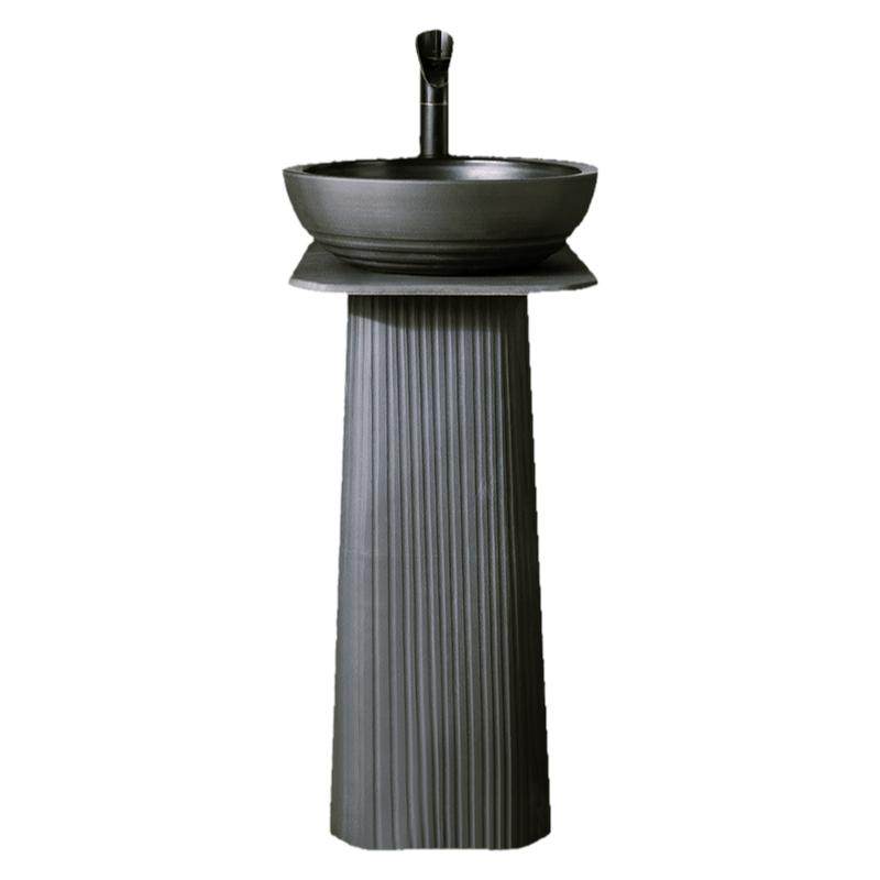 Wujin Black Column Basin Outdoor Wash Basin Balcony Floor-Standing Wash ...