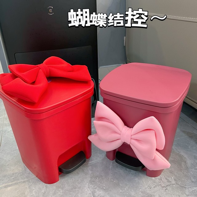 Wedding room trash can high-end bow foot pedal with lid paper basket ...