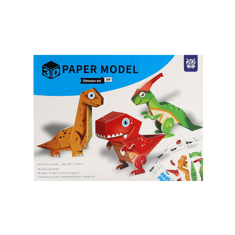 3D Origami Paper Craft Kits - Airplane, Dinosaur & Car