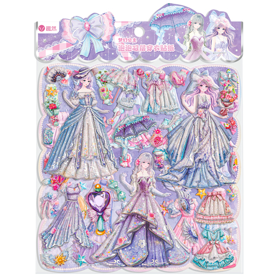 Interesting Princess Dress-Up 3D Bubble Sticker - Kids' Craft Toy