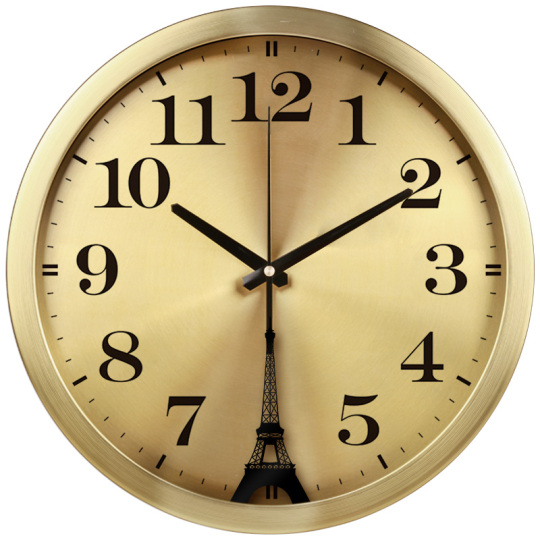 Golden Metal Wall Clock - Luxury Style Hotel Lobby Clock