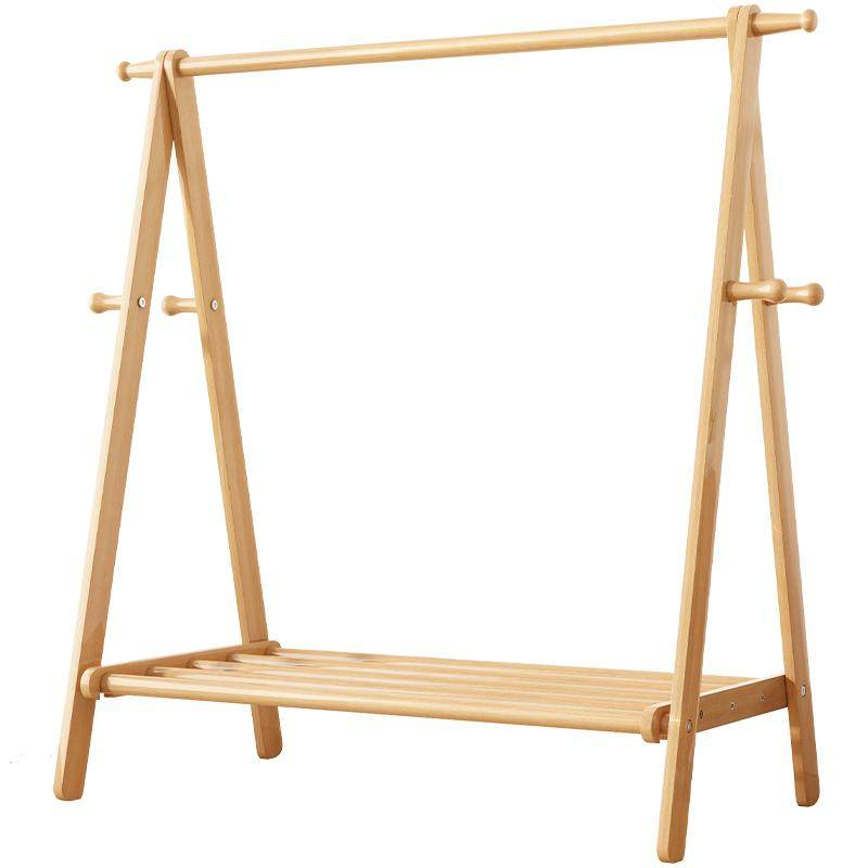 Solid wood coat rack floor-standing bedroom household folding clothes ...