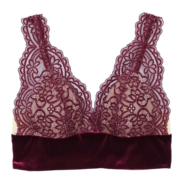 ANNEBRA underwear women's push-up push-up anti-expansion sexy luxury velvet lace wire-free bra ...