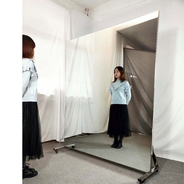 Mobile dance mirror with wheels can move home dance mirror full -body ...