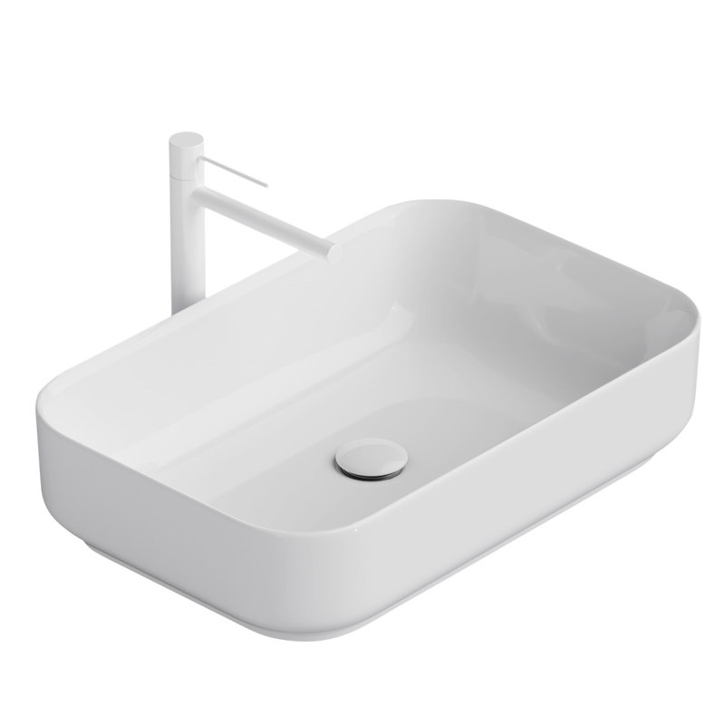 Carona Bathroom Above Counter Basin - Simple White Ceramic Art Basin