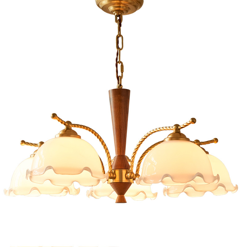 Nice 5-Light Wooden Chandelier - Vintage American Style Lighting for ...