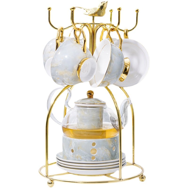 European Marble Ceramic Glass Flower Tea Set Living Room Afternoon Tea ...