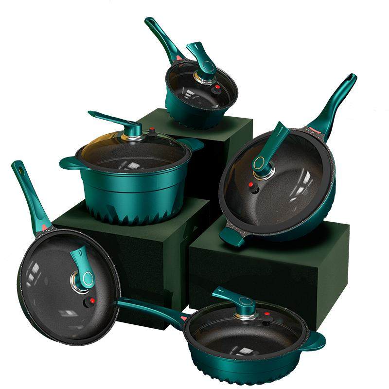 German Kitchenware Set with Non-Stick Pots and Pans, Induction Cooker ...