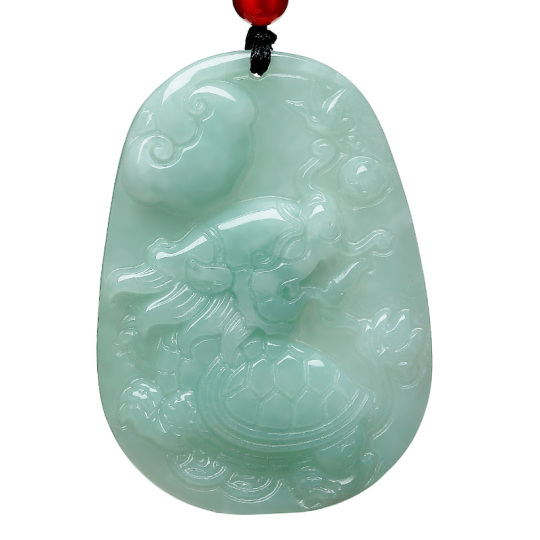 Cuitian Jade Dragon Turtle Pendant - Longevity & Good Fortune