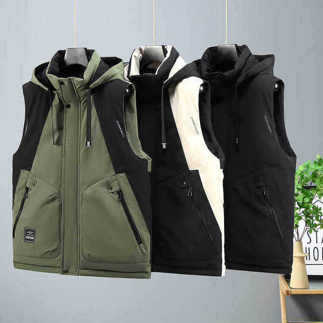 Plel cotton vest men's autumn and winter thickened vest, shoulder, shoulder jacket tide, loose ...