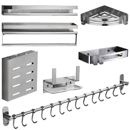 Wall-Mounted Stainless Steel Kitchen Rack | Seasoning Supplies Storage