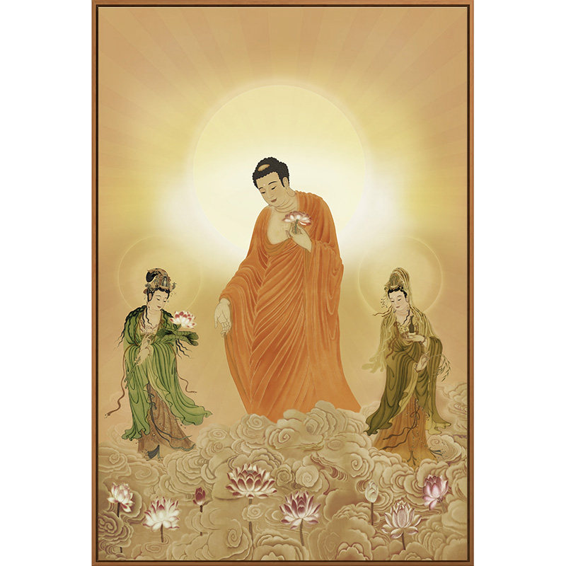 Western Sansheng Buddha Statue Hanging Painting - Chinese Zen Decoration