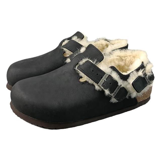 DAOWAI Birkenstock shoes from outside the island, half-cap toe plus velvet wool cork slippers ...