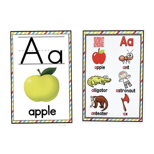 English 26 Letters Word Card Phonics Textbook Flash Card Set