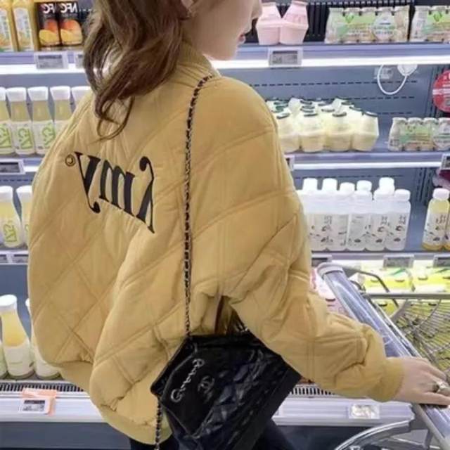 Embroidered cotton coat women's winter new versatile design rhombus ...