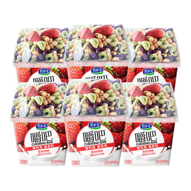 Junlebao Chew Bar Cereal Cup 180g*6 bowls 0 added sucrose oatmeal strawberry cereal yogurt ...