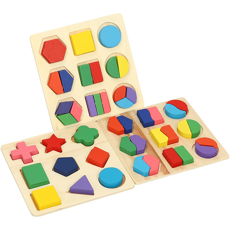 Geometric Shape Puzzle Board - Wooden Educational Toy for Toddlers