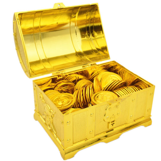Children's Pirate Treasure Hunt Game Props | Plastic Golden Treasure Box