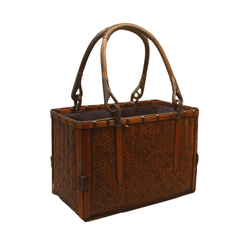 Lacquered Bamboo Handmade Bag Women's Portable Woven Bag Retro Beach ...
