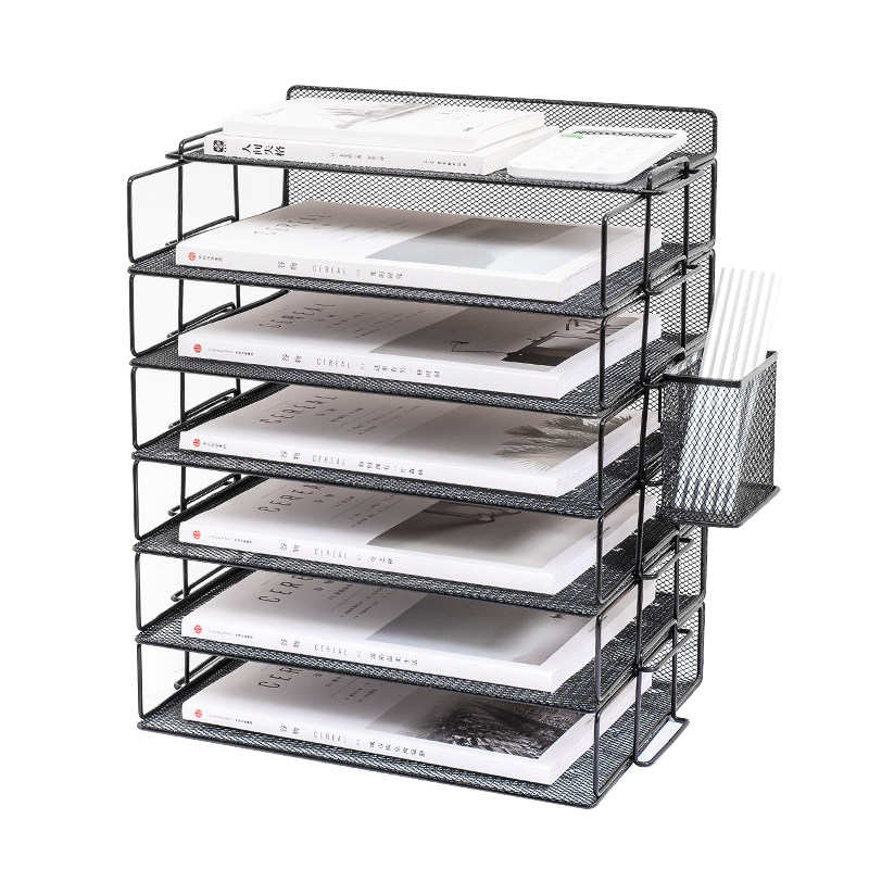 Rak File Logam Bambu Brocade - Organizer Meja Kantor